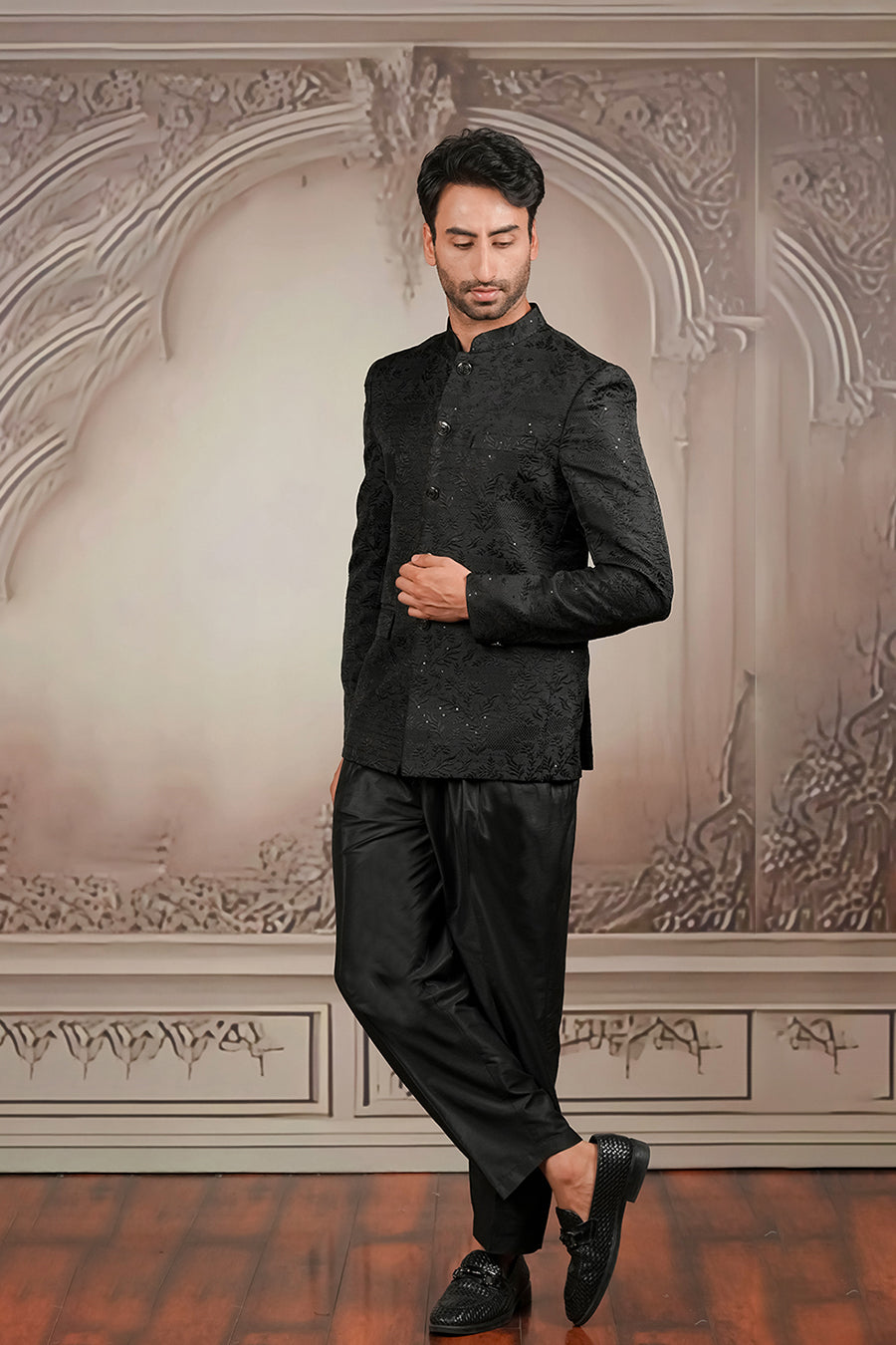 FBMS-295 Signature Sequin Metallic Prince Coat Suit | Mens Luxury Occa